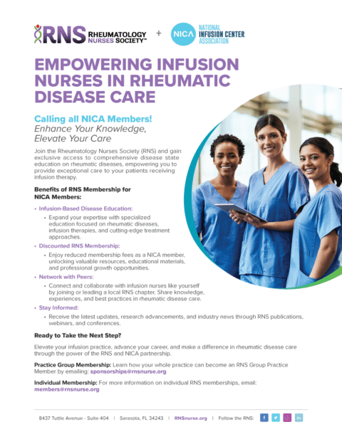 The Rheumatology Nurses Society (RNS) | National Infusion Center ...